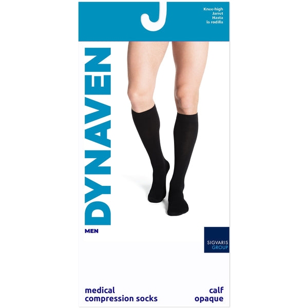 Dynaven Opaque Ribbed Men's Knee High 20-30 mmHg w/ Silicone Top ...