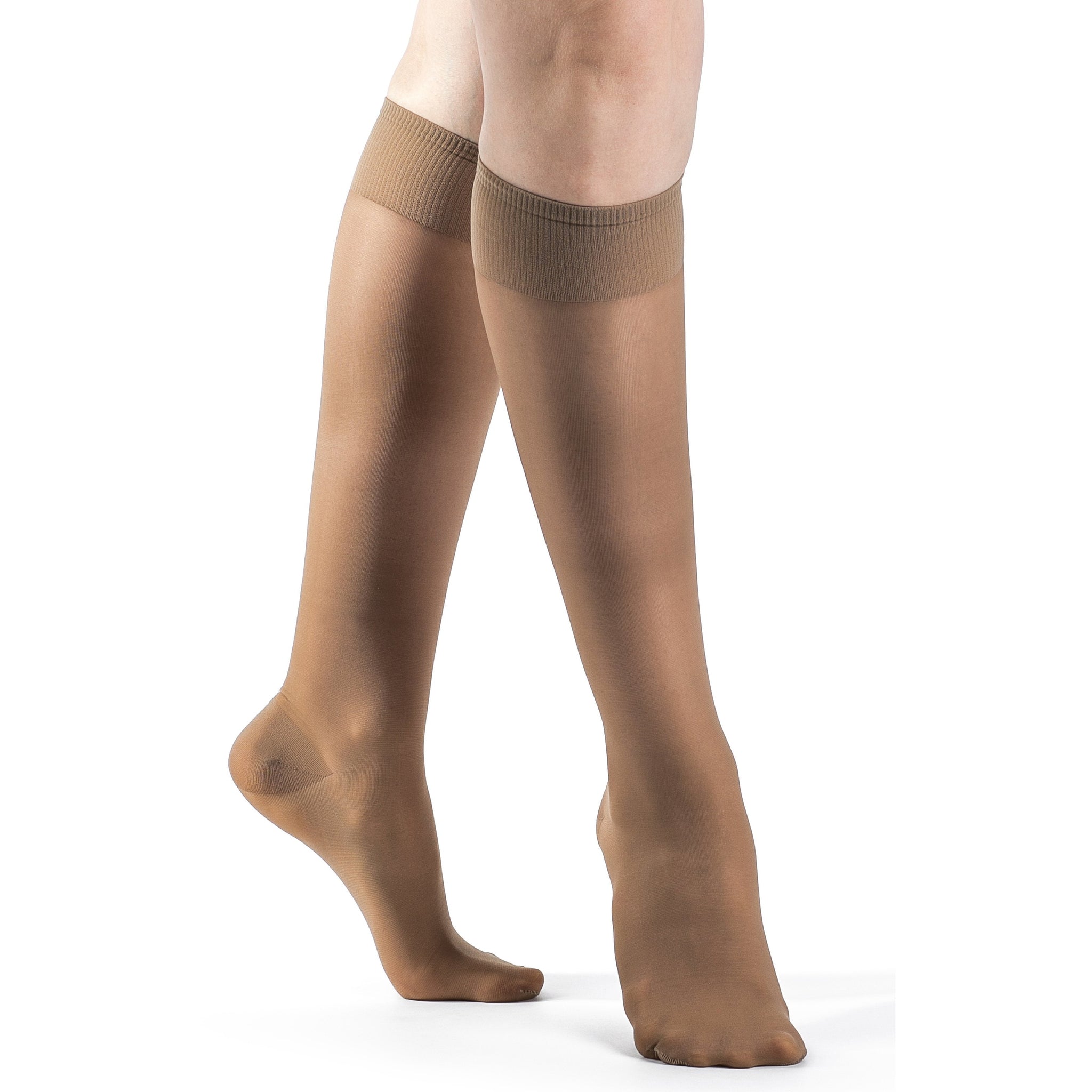 Sigvaris 120C Sheer Fashion 15-20 mmHg Closed Toe Calf High Fashion Compression Stockings for Women