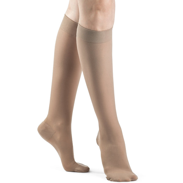 Dynaven Opaque Women's Knee High 15-20 mmHg w/ Silicone Top ...